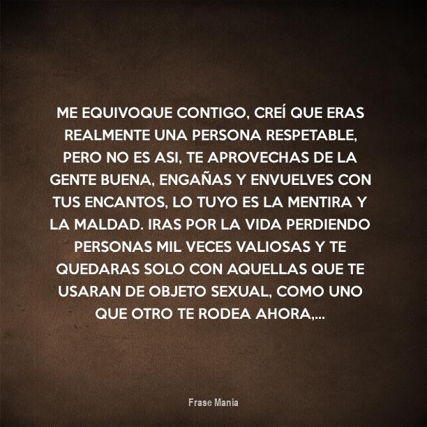 Cartel para: Me equivoque contigo, creí que eras realmente una persona ...