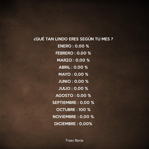 Cartel para: ¿Qué tan Lindo eres según tu mes ? Enero : 0,00 % Febrero ...