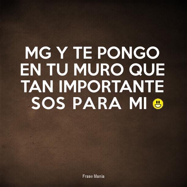 Cartel para: Mg y te pongo en tu muro que tan importante sos para mi :D