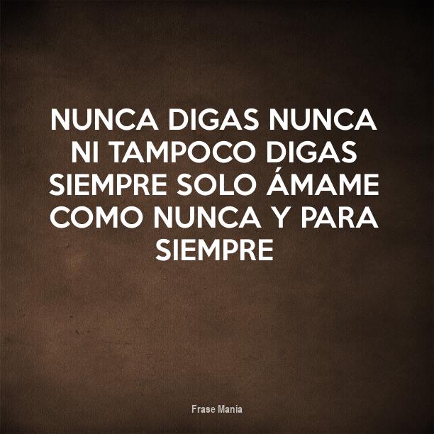 Cartel para: Nunca digas nunca ni tampoco digas siempre solo ámame como nunca y para siempre