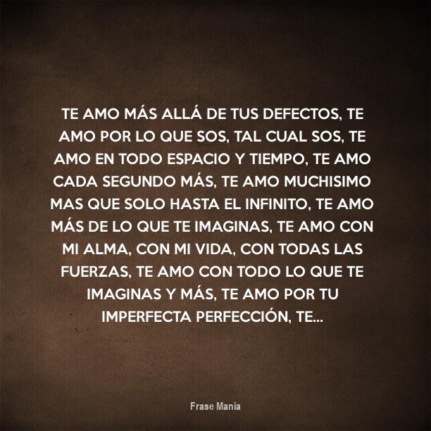 Cartel para: Te amo más allá de tus defectos, te amo por lo que sos ...