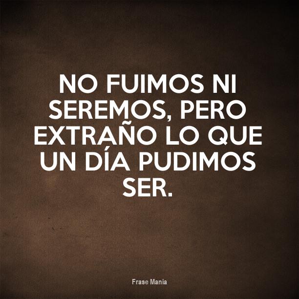 Cartel para: No fuimos ni seremos, pero extraño lo que un día pudimos ser.